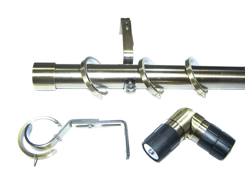 35mm Antique Brass Bay Window System End Cap Finials Including 1 8m Rod