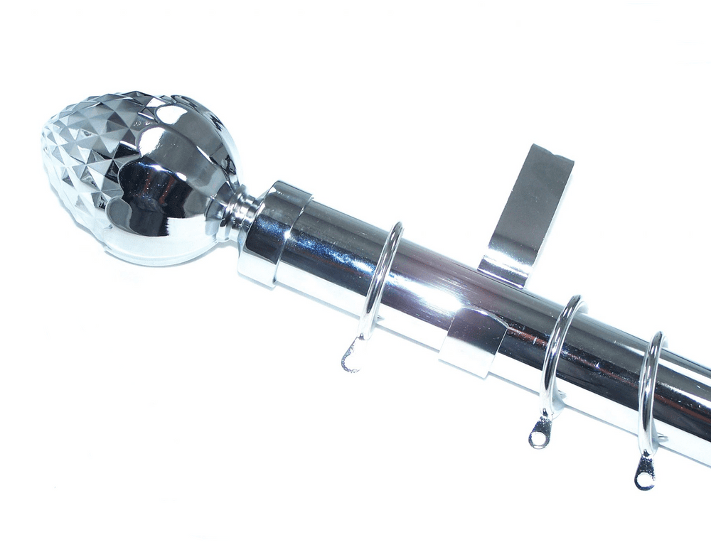 35mm Chrome Curtain Pole Acorn Finials Glider Rings