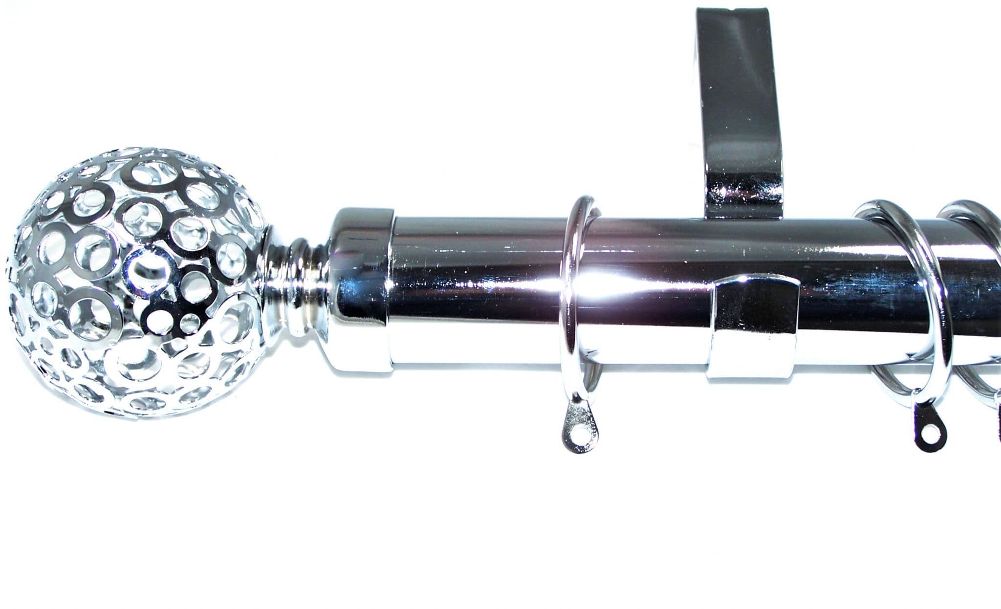 35mm Chrome Curtain Pole Circle Ball Finials 1 8m 3 6m