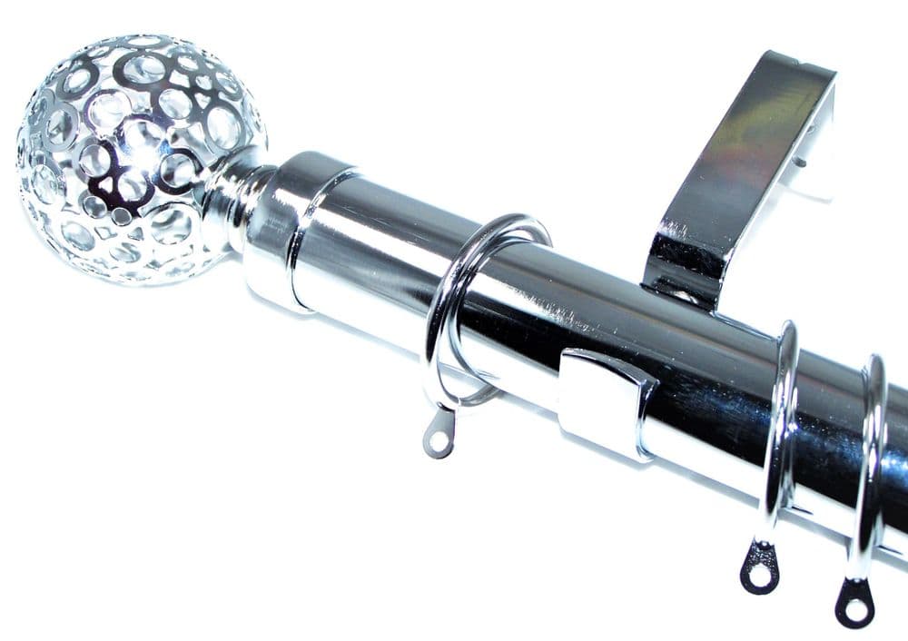 35mm Chrome Curtain Pole Circle Ball Finials 1 8m 3 6m
