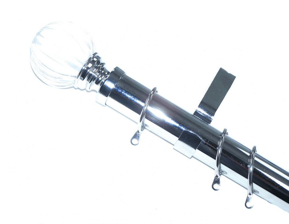 35mm Chrome Curtain Pole Segmented Ball Finials