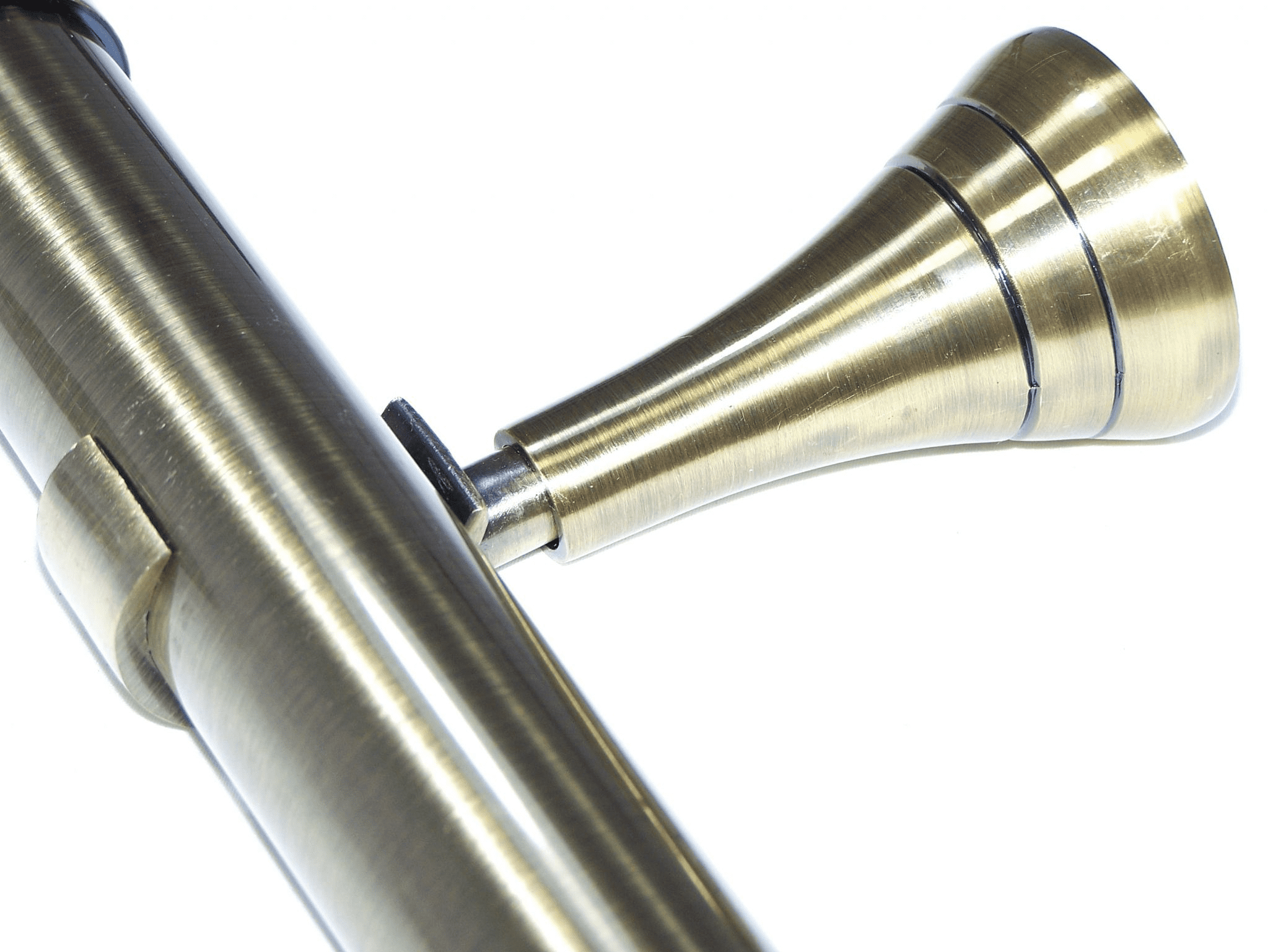 35mm Designer Antique Brass Eyelet Curtain Pole Ribbed Ball Finials