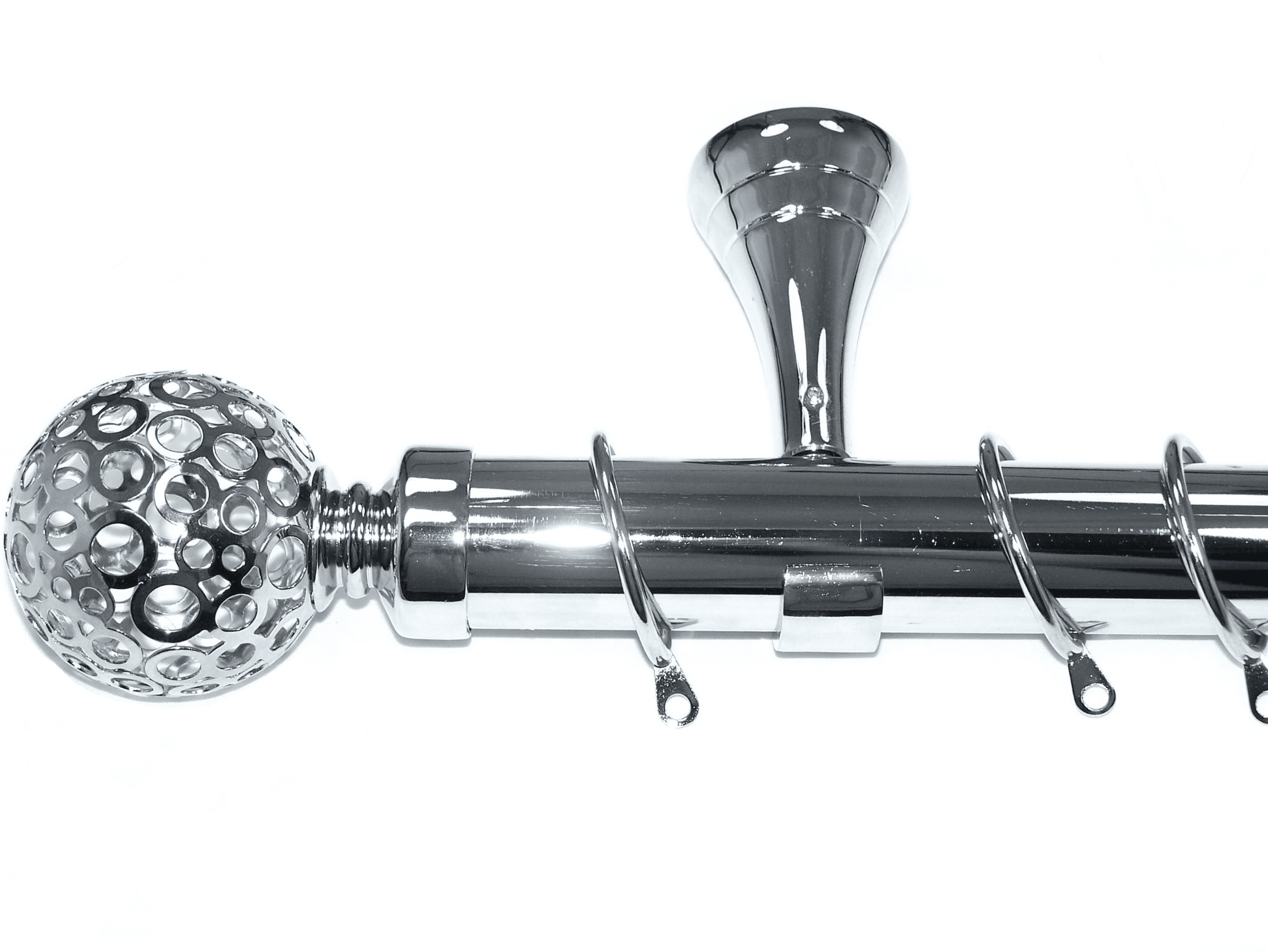 35mm Designer Chrome Curtain Pole Circle Ball Finials