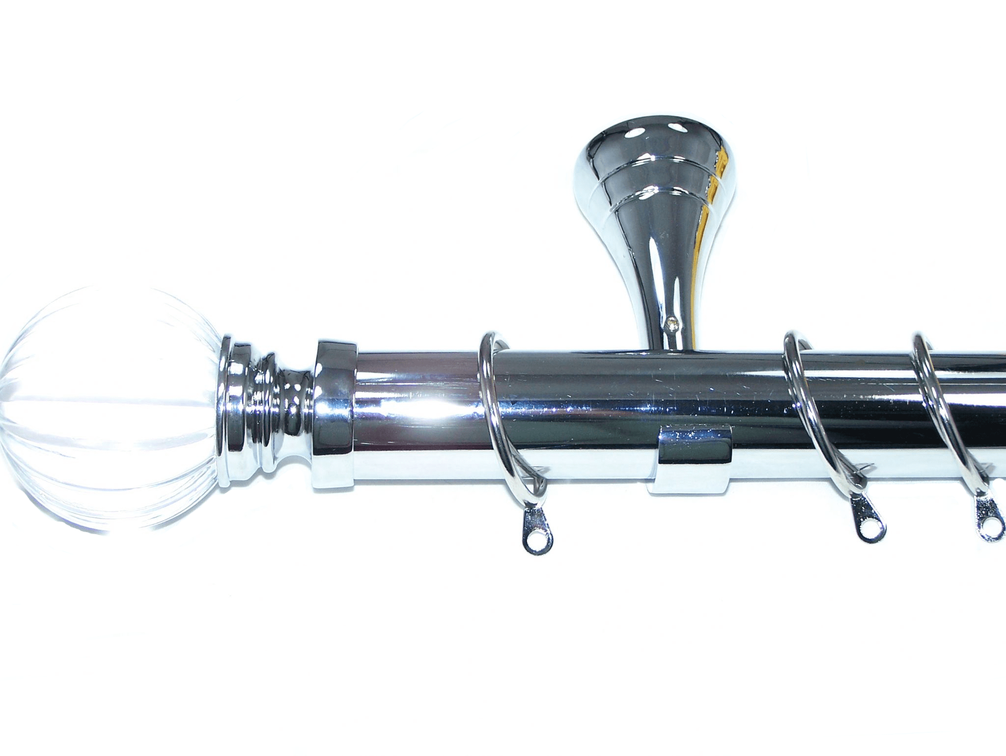 35mm Designer Chrome Curtain Pole Segmented Ball finials