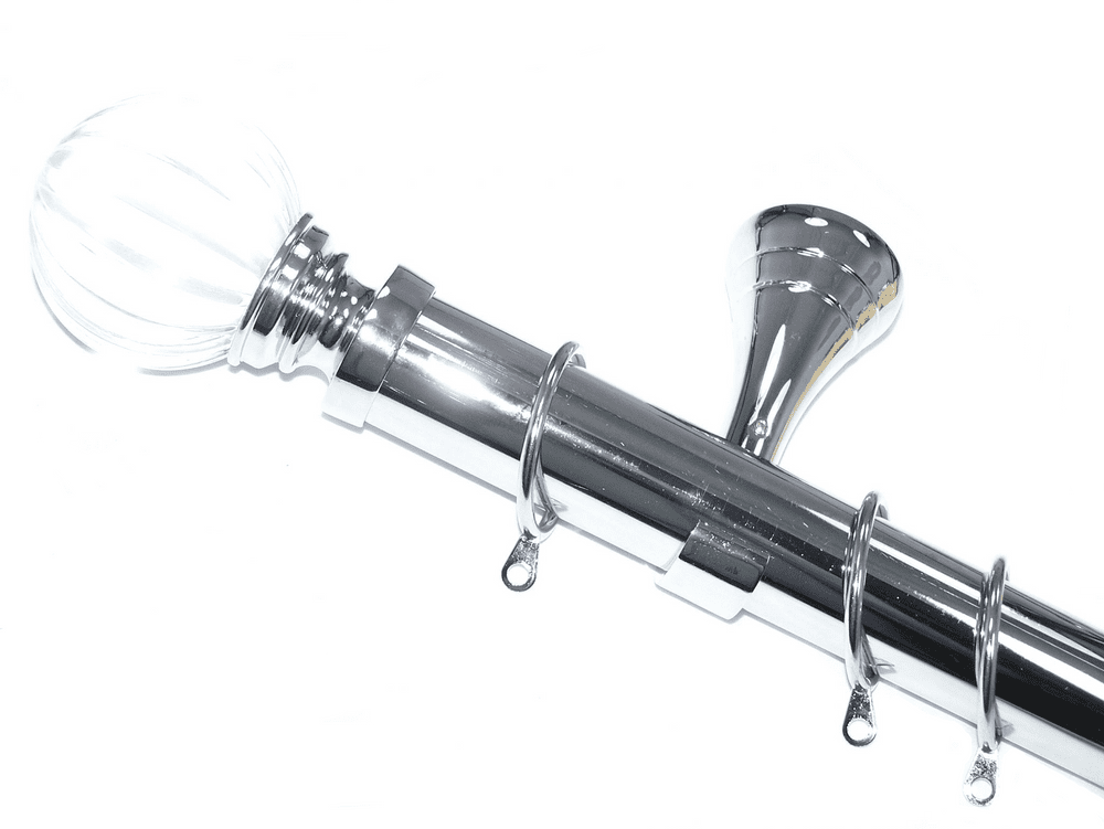 35mm Designer Chrome Curtain Pole Segmented Ball finials