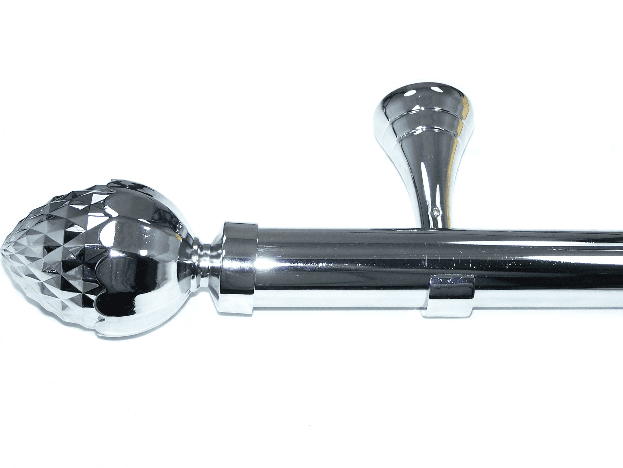 35mm Designer Chrome Eyelet Curtain Pole Acorn Finials