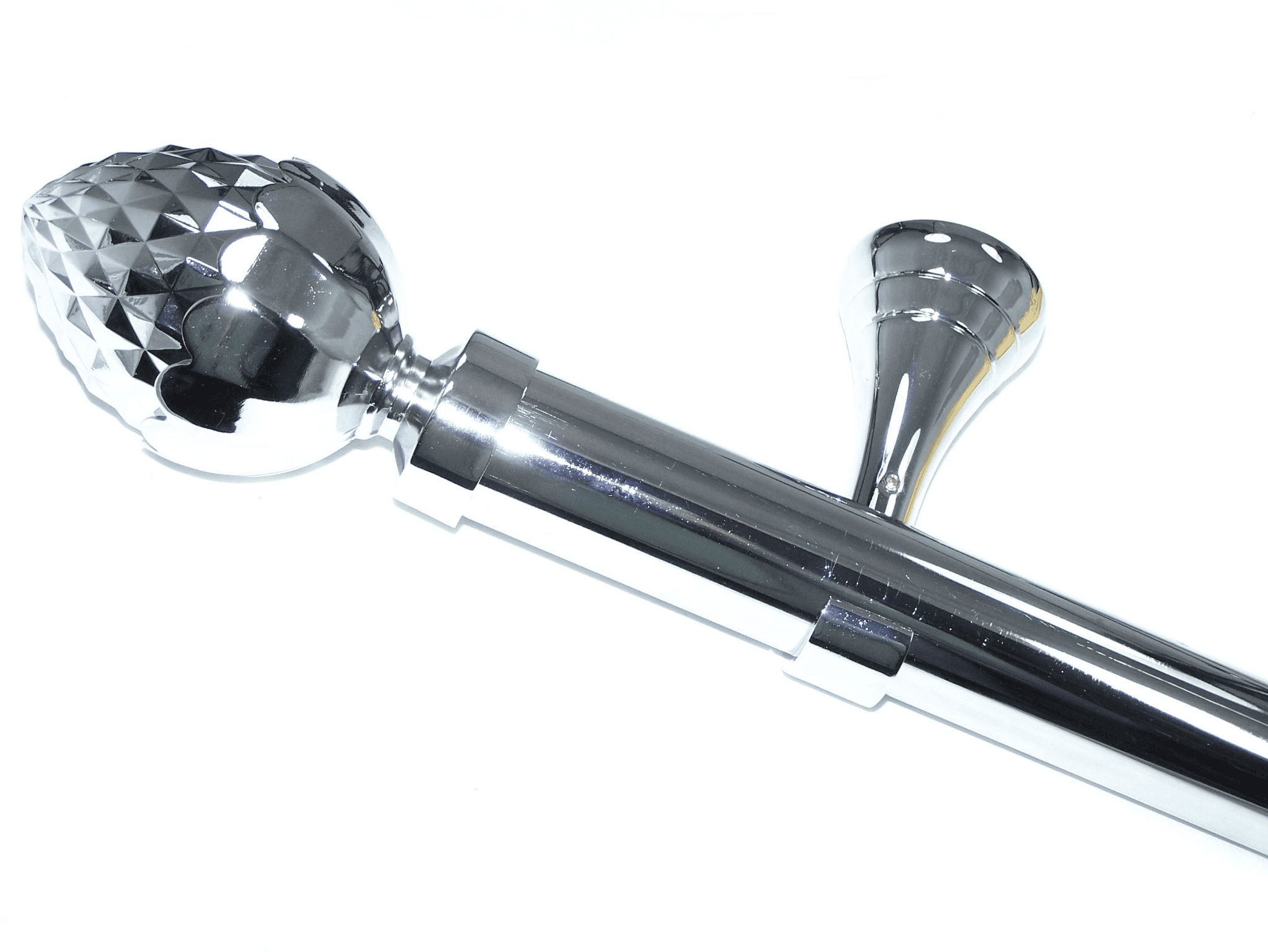 35mm Designer Chrome Eyelet Curtain Pole Acorn Finials