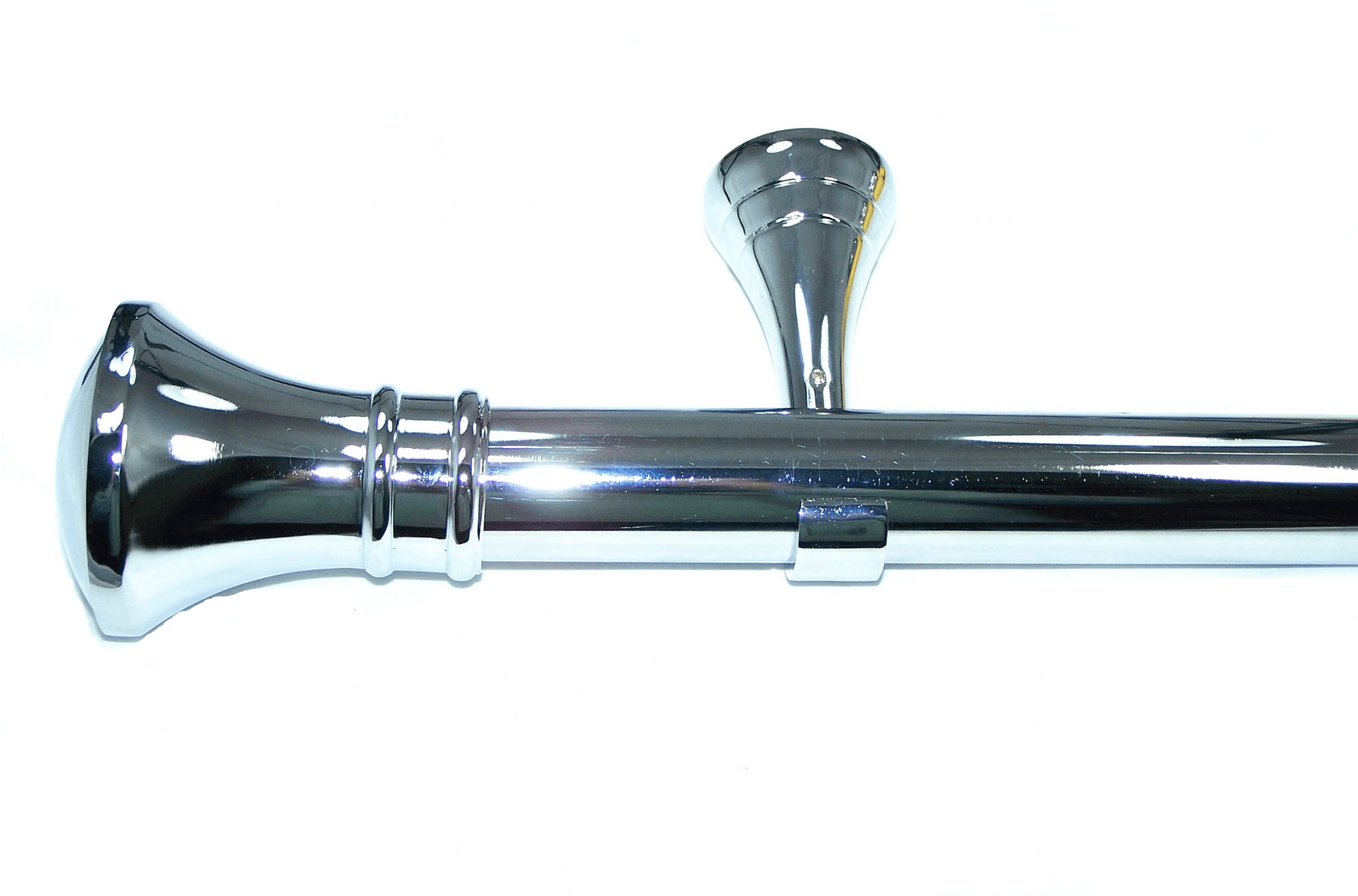 35mm Designer Chrome Eyelet Curtain Pole Hammerhead Finials