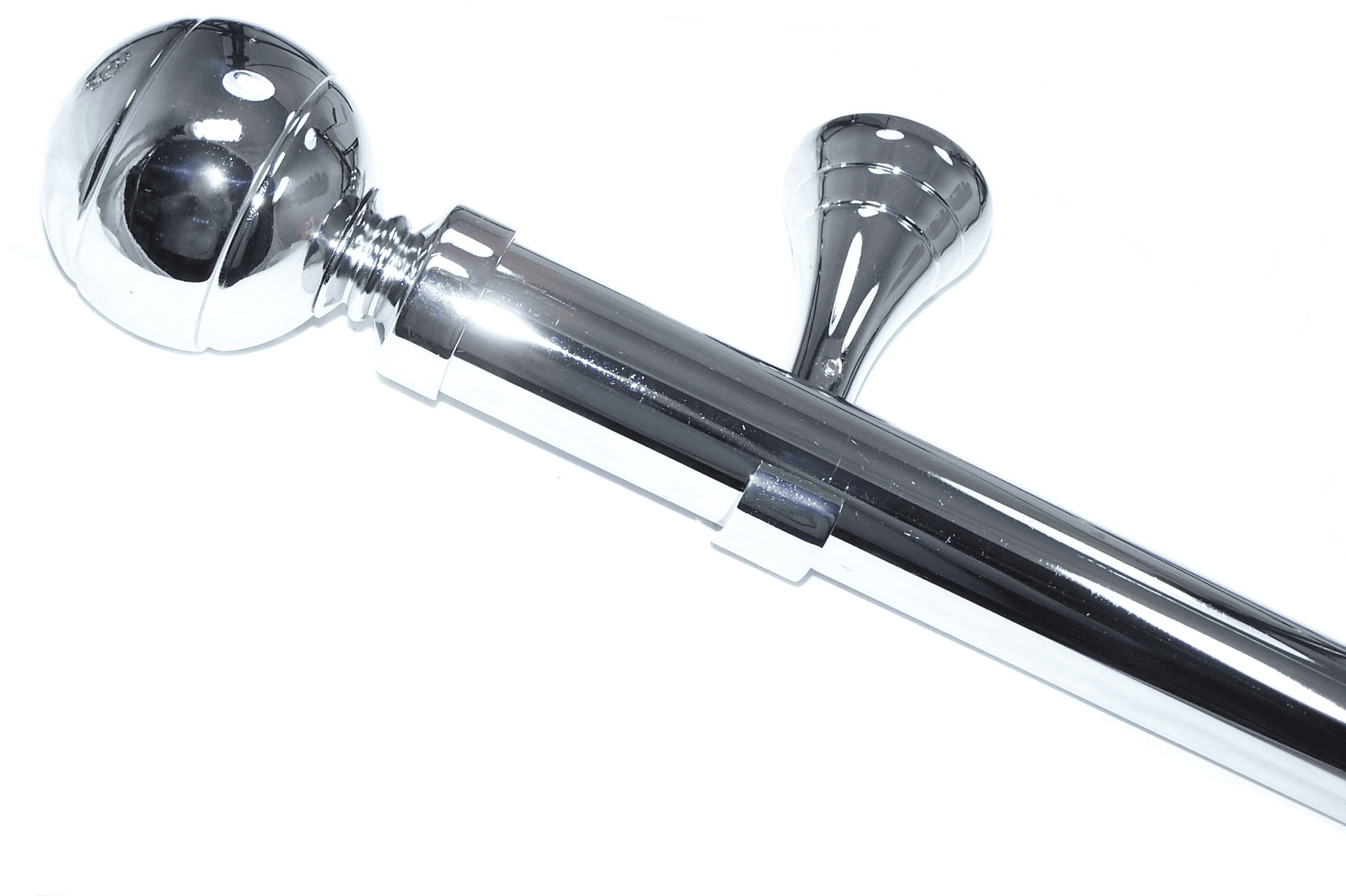 35mm Designer Chrome Eyelet Curtain Pole Ribbed Ball Finials