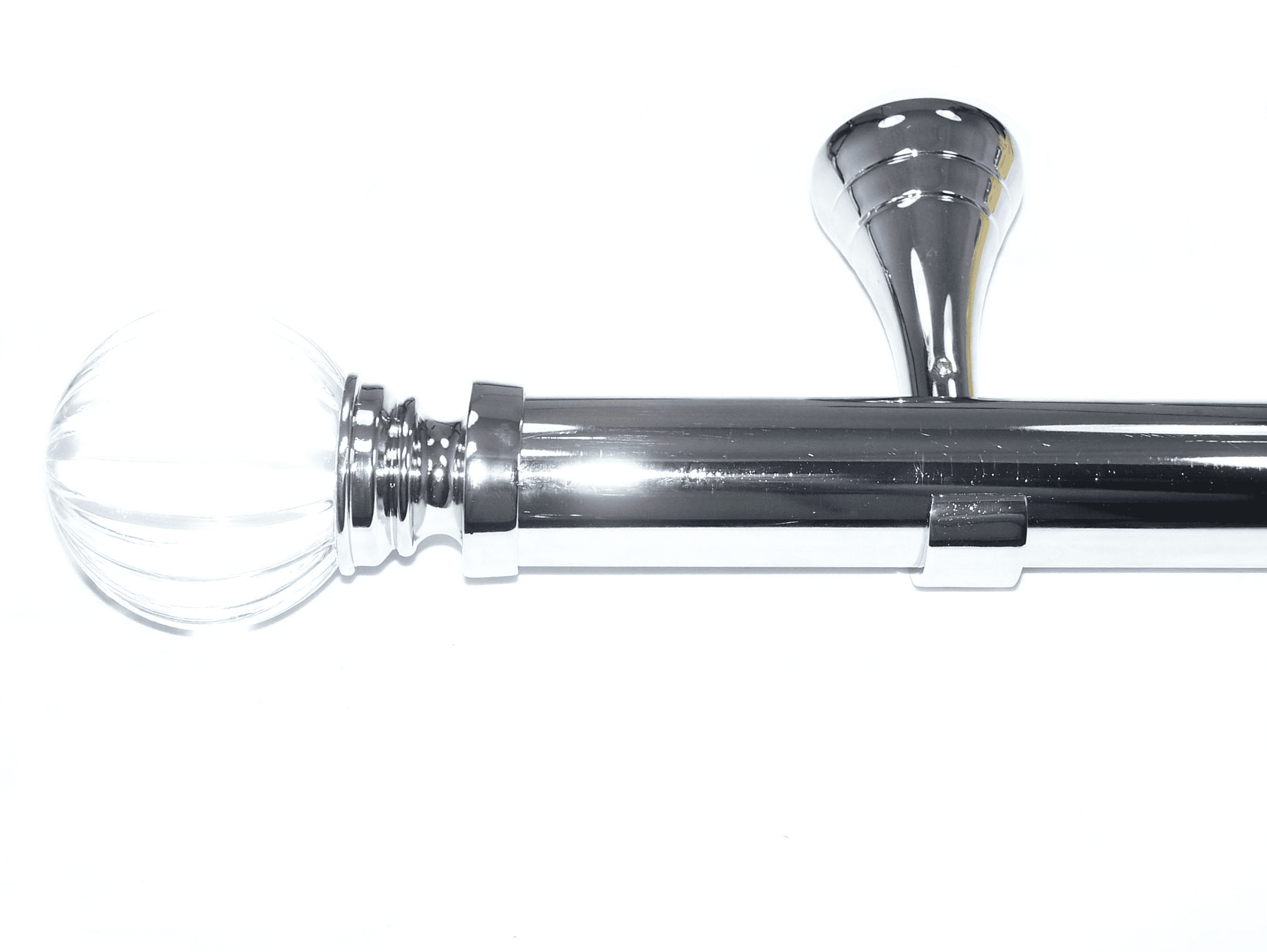 35mm Designer Chrome Eyelet Curtain Pole Segmented Ball Finials