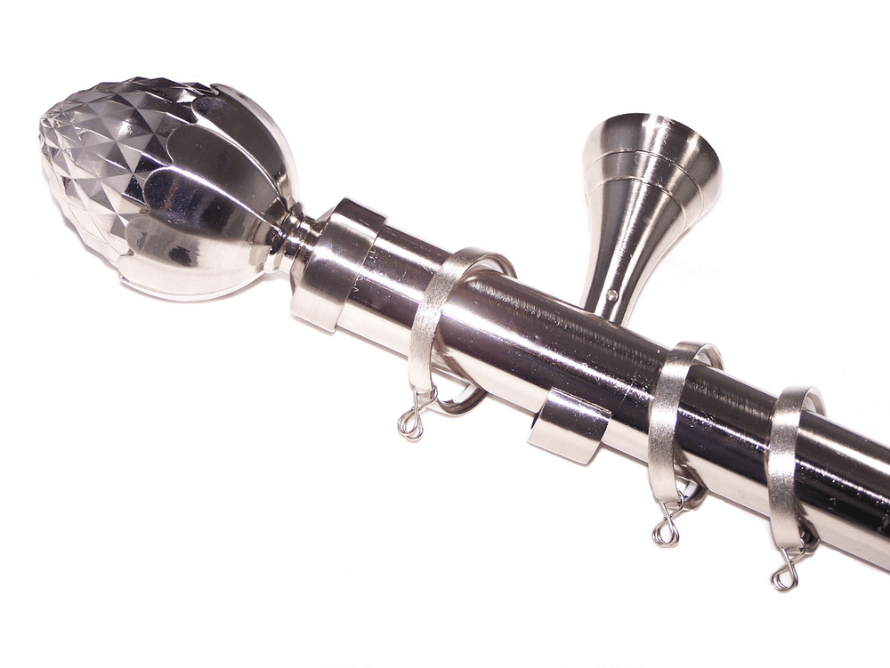 35mm Designer Stainless Steel Pole Acorn Finials FLAT Glider Rings