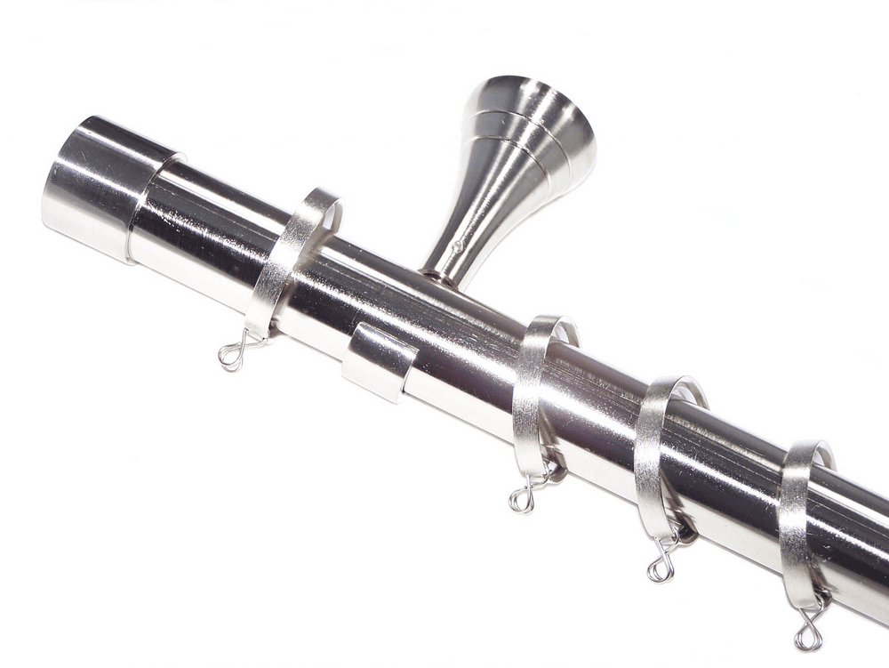 35mm Designer Stainless Steel Pole End Cap Finials FLAT Glider Rings