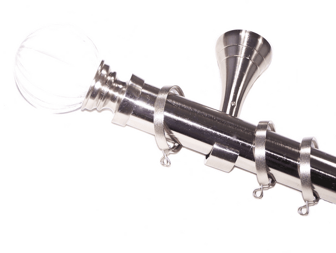 35mm Designer Stainless Steel Pole Segmented Ball Finial FLAT Glider Ring