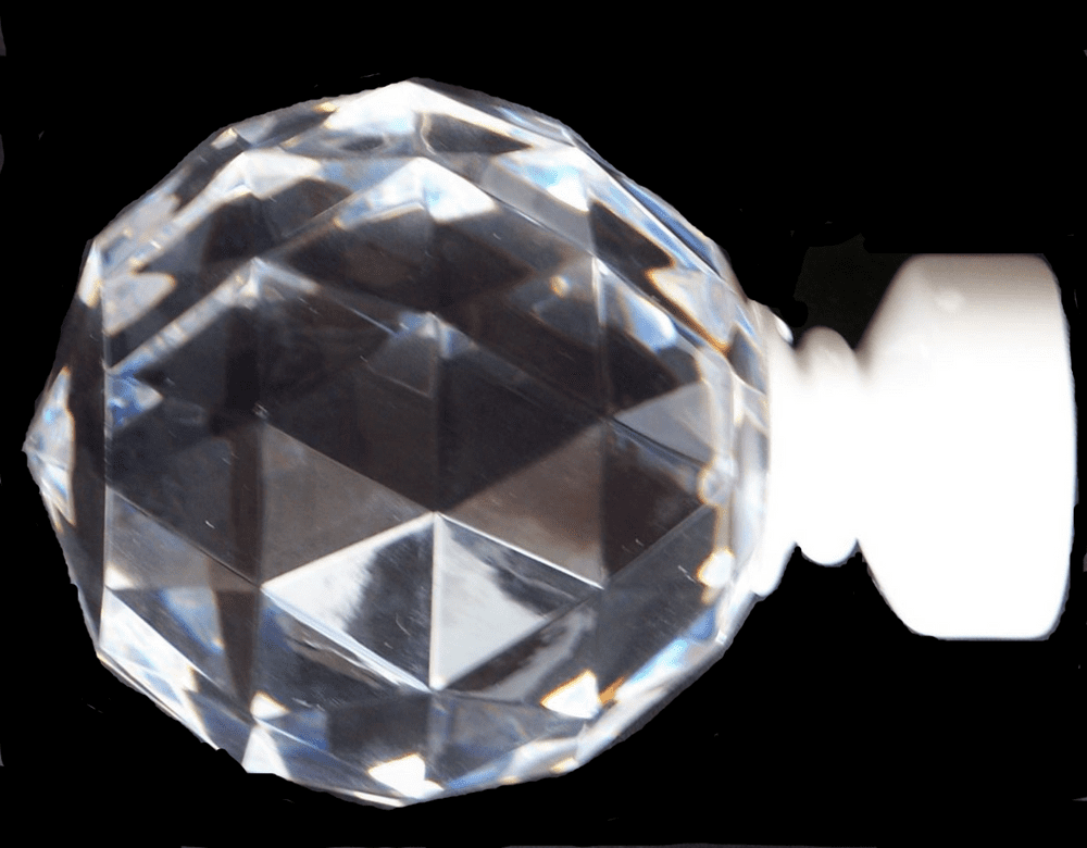 35mm Gloss White Crystal Ball Curtain Pole Finials