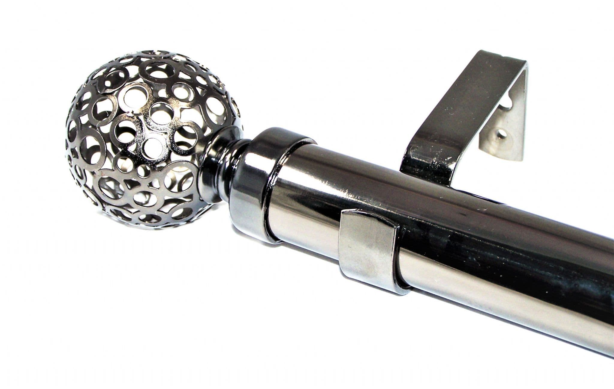 35mm Graphite Black Nickel Eyelet Curtain Pole System Circle Ball finials