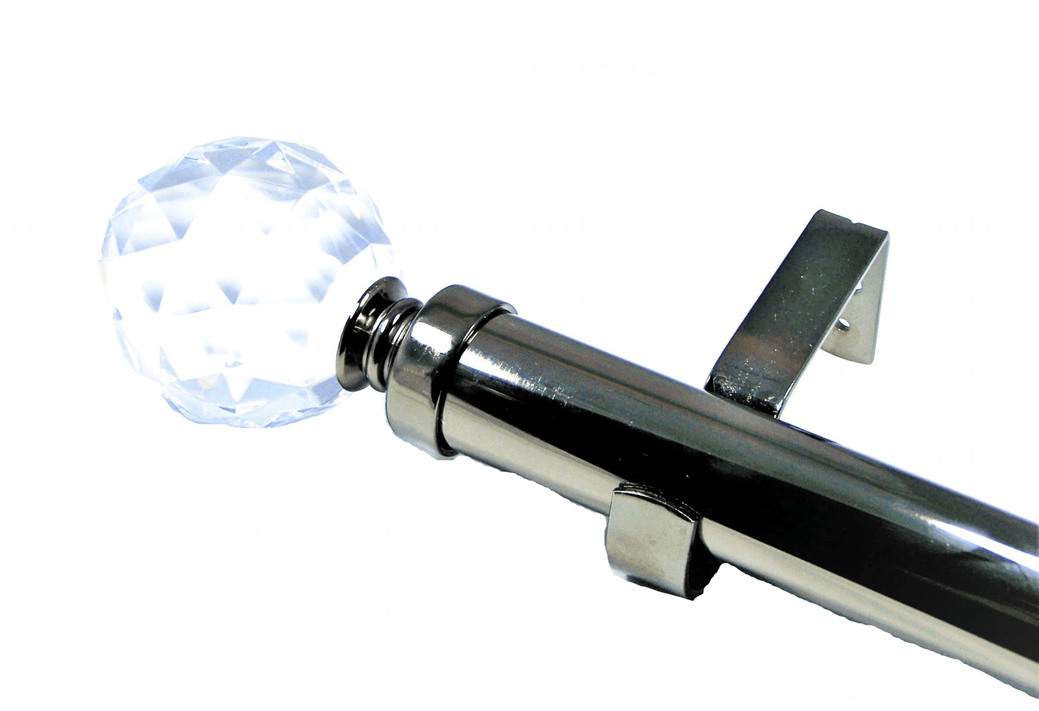 35mm Graphite Black Nickel Eyelet Curtain Pole System Crystal Ball Finials