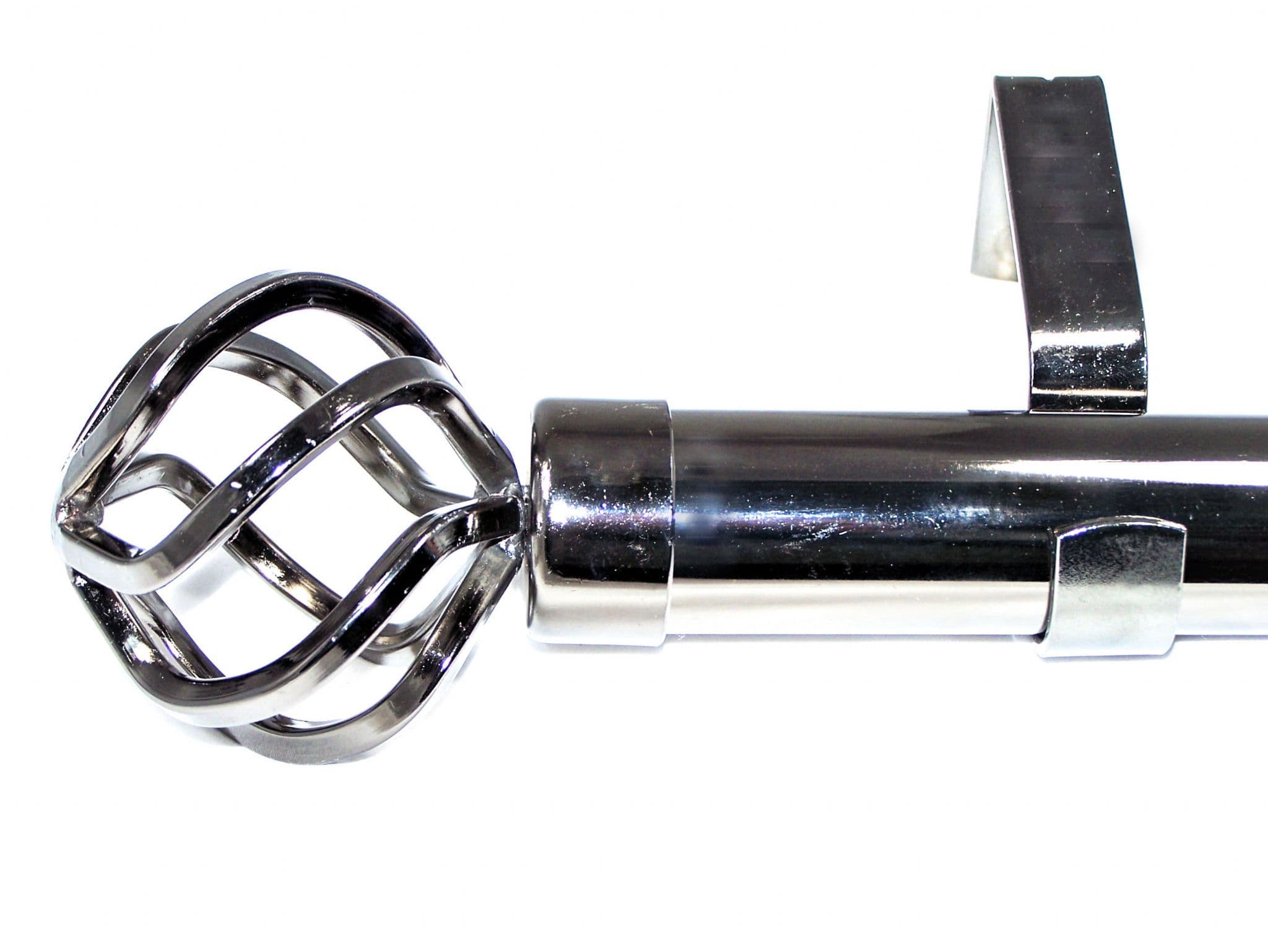 35mm Graphite Black Nickel Eyelet Curtain Pole System Twisted Cage Finials