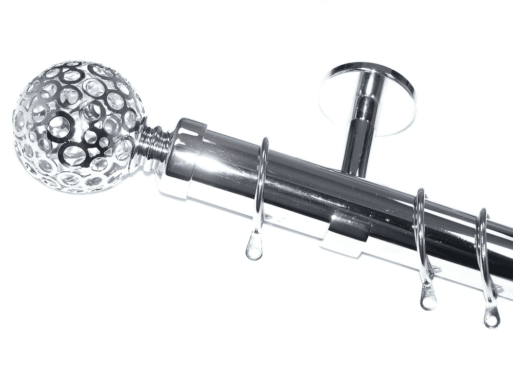 35mm IDC Chrome Curtain Pole Circle Ball Finials