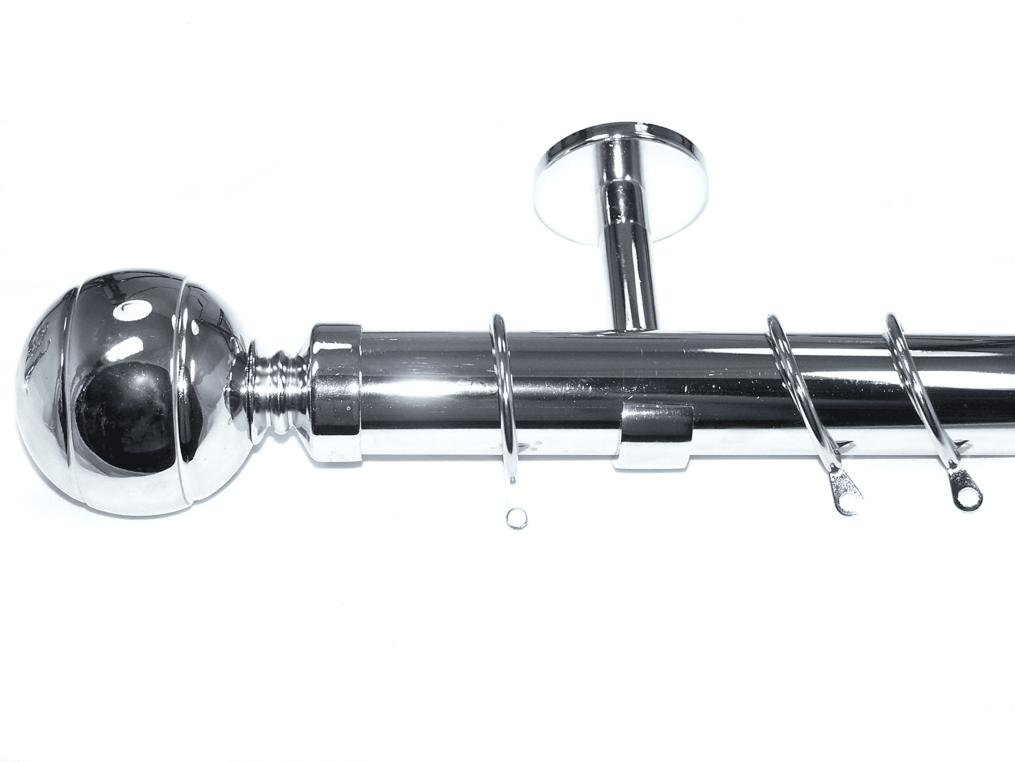 35mm IDC Chrome Curtain Pole Ribbed Ball Finials