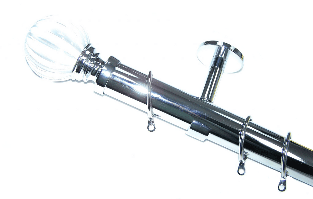 35mm IDC Chrome Curtain Pole Segmented Ball Finials 1 8m 3 6m