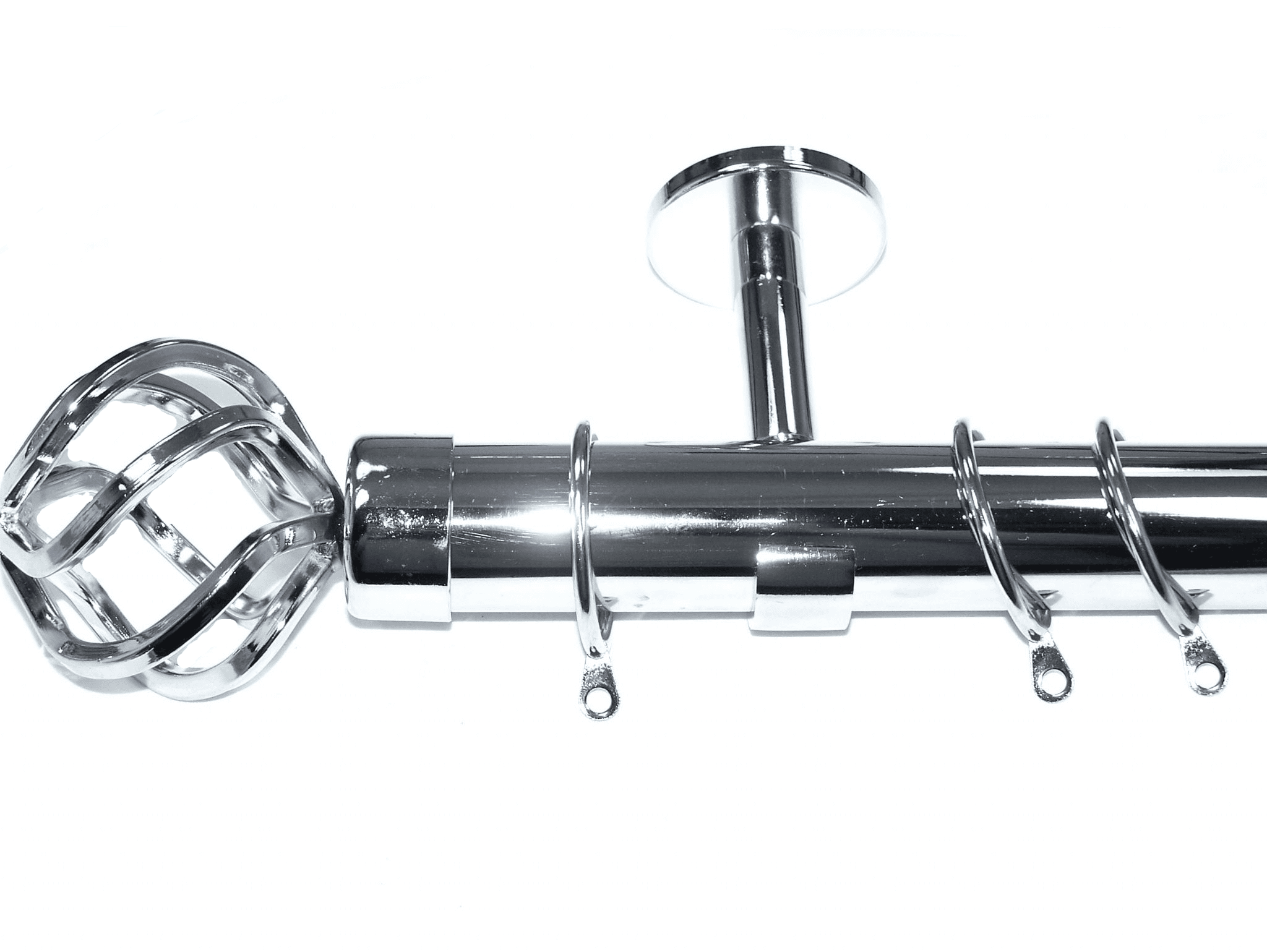35mm IDC Chrome Curtain Pole Twisted Cage Ball Finials