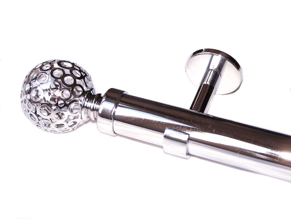 35mm IDC Chrome Eyelet Curtain Pole Circle Ball Finials