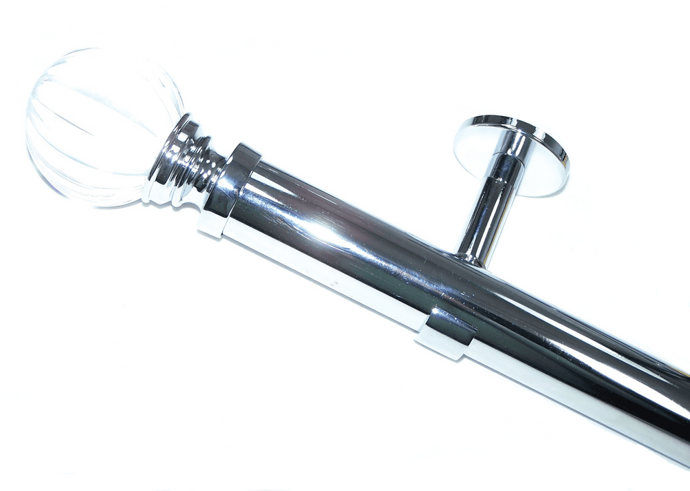 35mm IDC Chrome Eyelet Curtain Pole Segmented Ball Finials