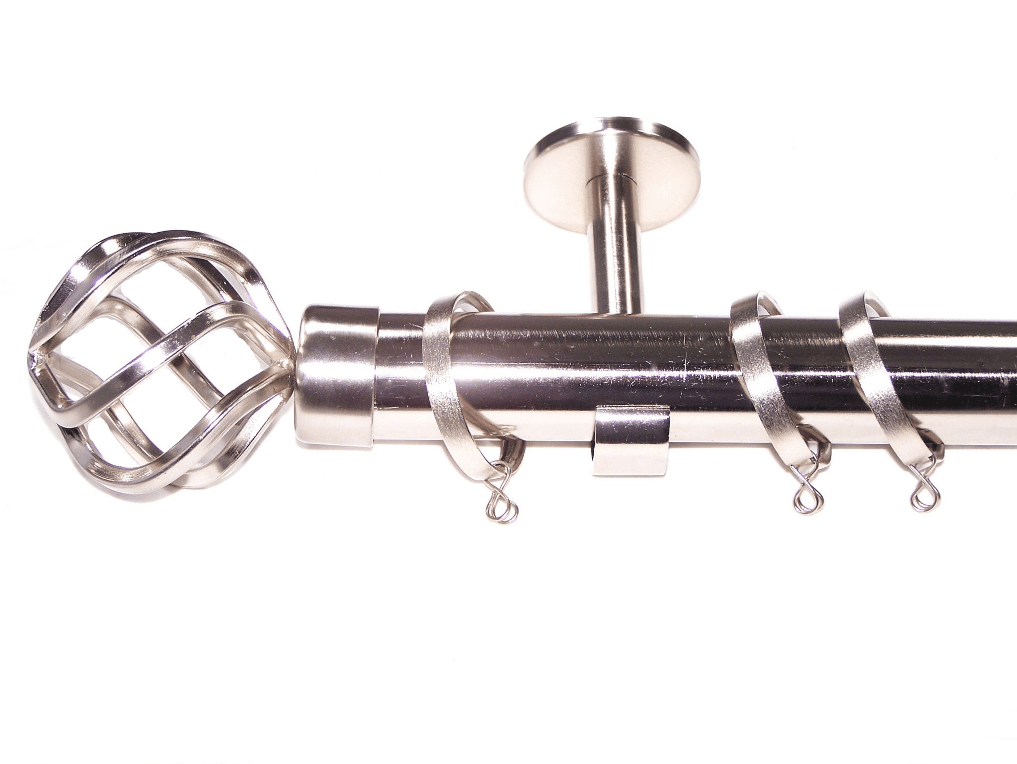 35mm IDC Stainless Steel Pole Twisted cage Finials FLAT Glider Rings