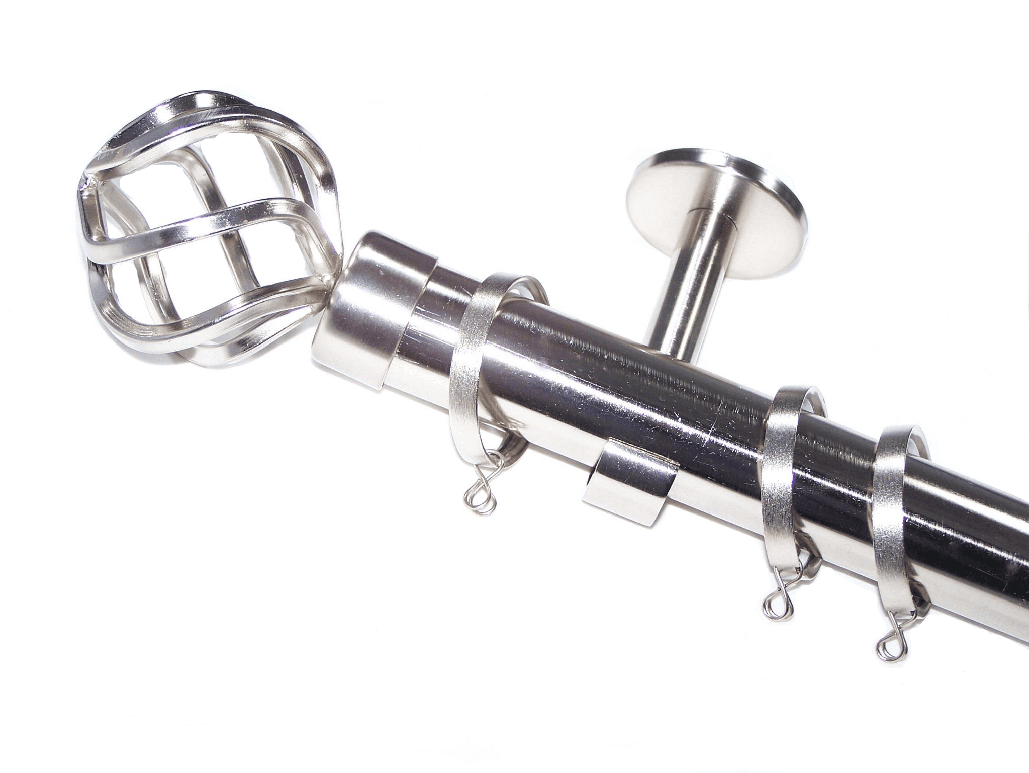 35mm IDC Stainless Steel Pole Twisted cage Finials FLAT Glider Rings