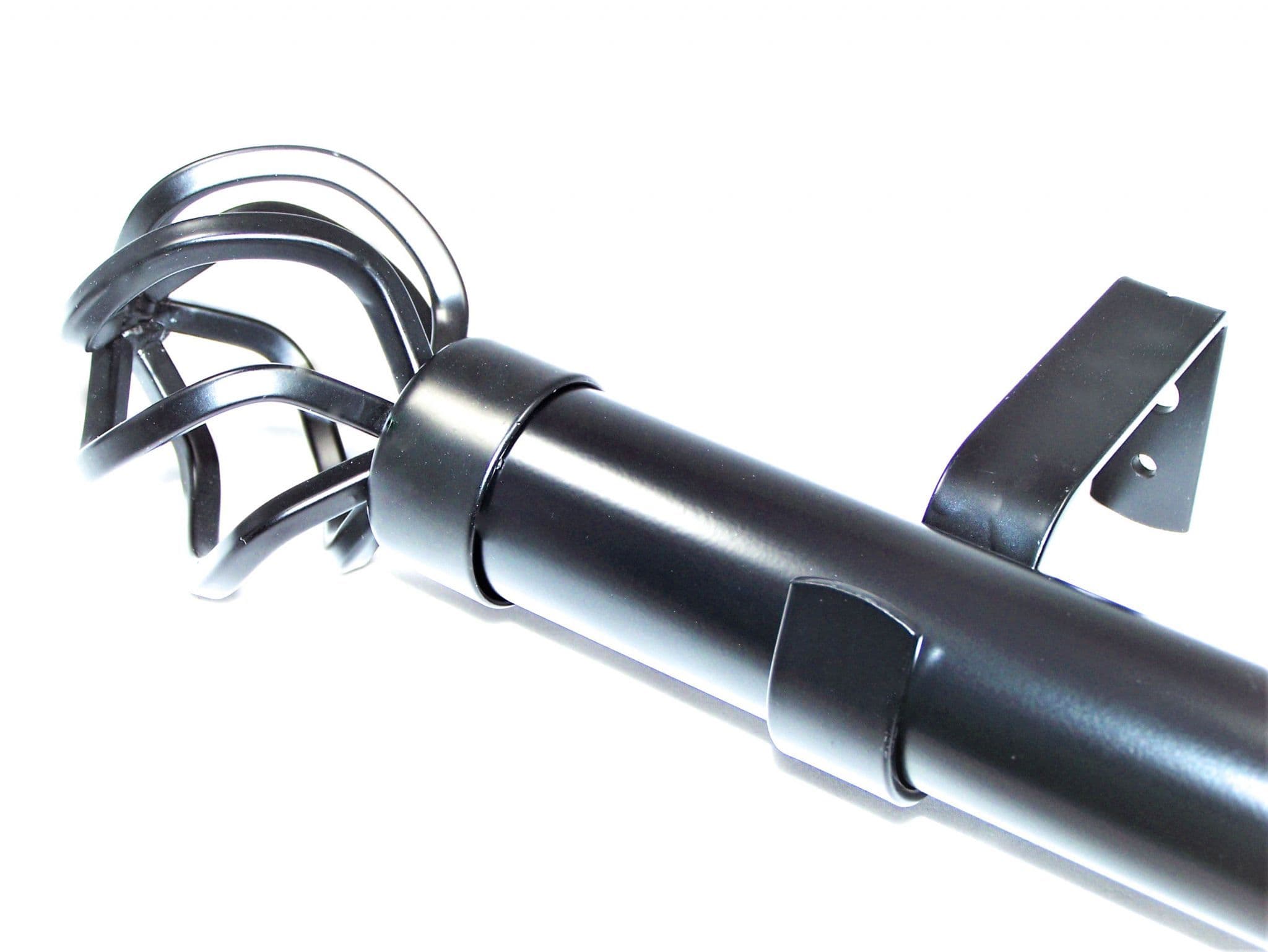 35mm Matt Black Eyelet Curtain Pole Twisted Cage Finials