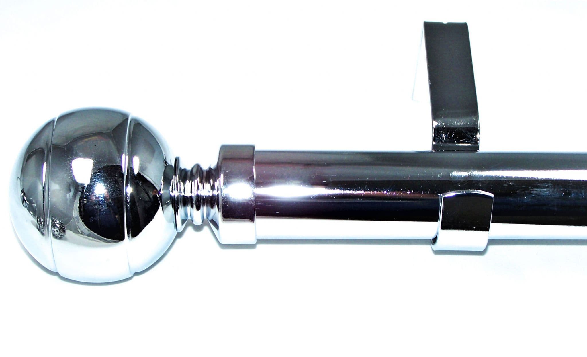 35mm Polished Chrome Curtain Pole Ribbed Ball Finials