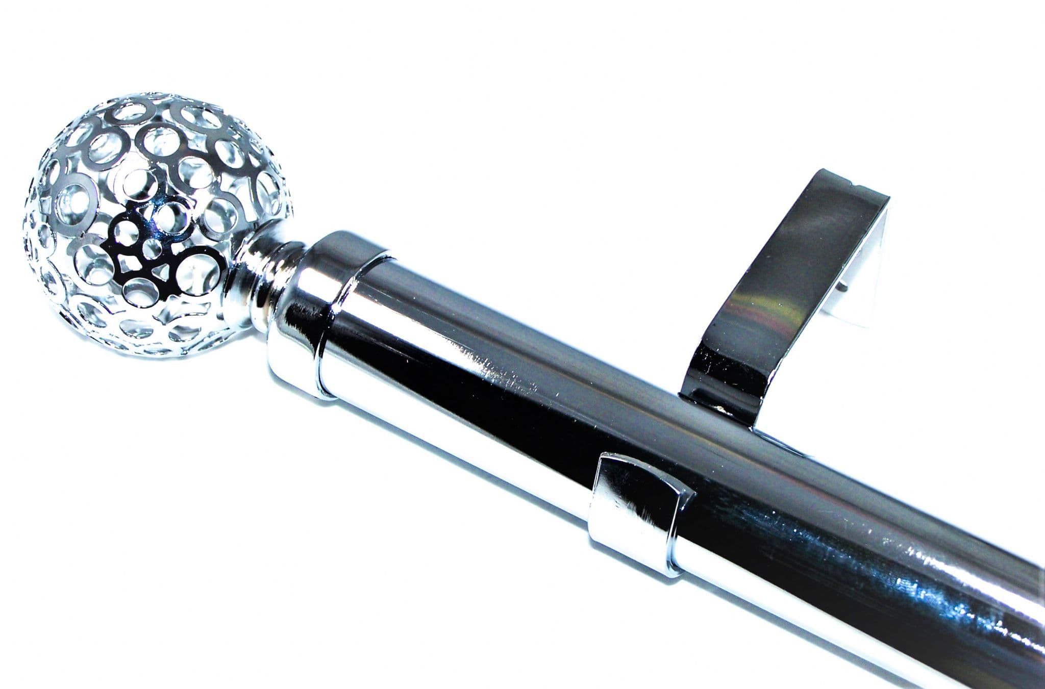 35mm Polished Chrome Eyelet Curtain Pole Circle Ball Finials