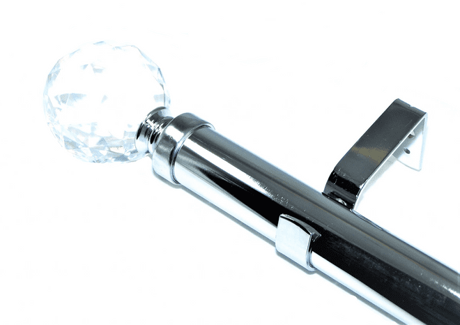 35mm Polished Chrome Eyelet Curtain Pole Crystal Ball Finials