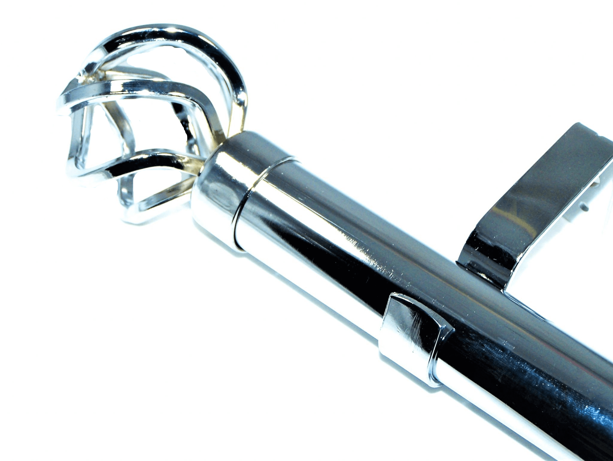 35mm Polished Chrome Eyelet Curtain Pole Twisted Cage Ball Finials