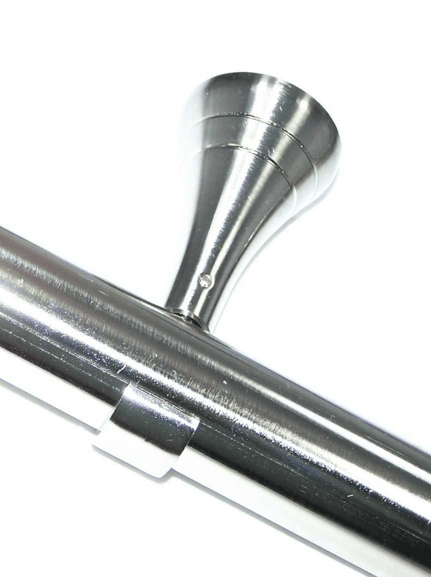 35mm Stainless Steel Recess Curtain Pole with Rings 1 8m / 3 6m