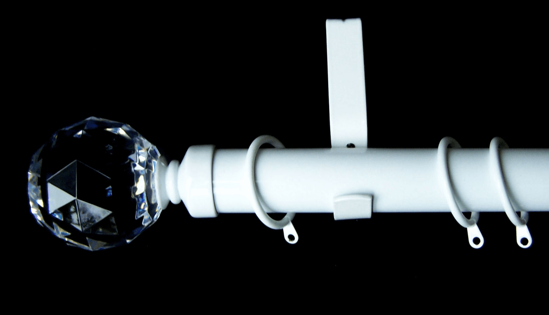 35mm White Curtain Pole Crystal Ball Finials