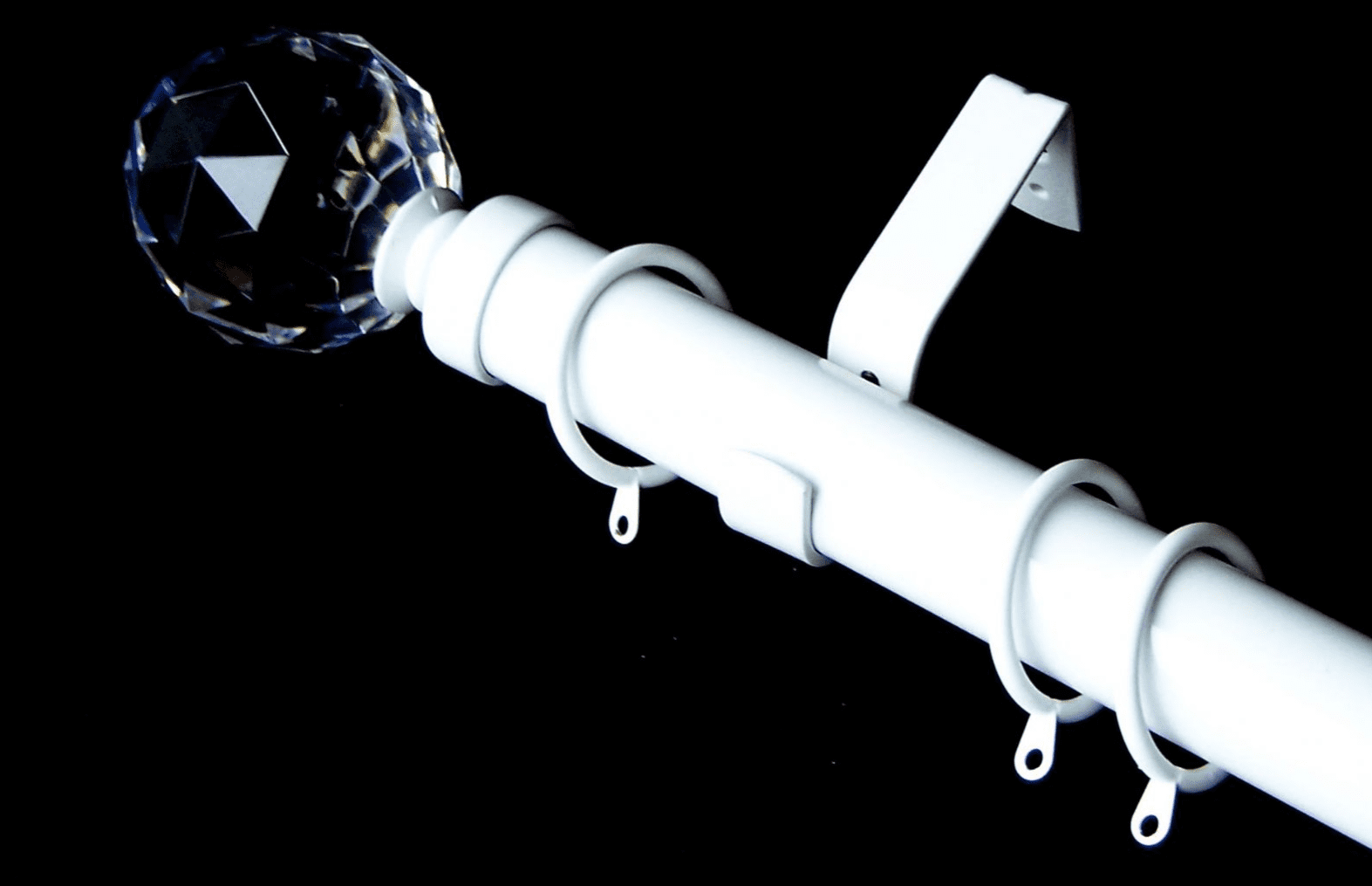 35mm White Curtain Pole Crystal Ball Finials