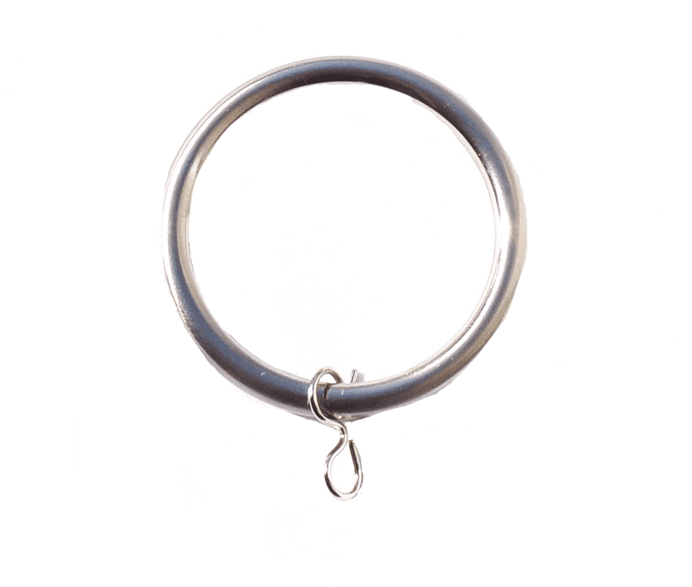 6 Satin Brushed Silver/ Steel Curtain Pole Rings with S Hooks 65mm Suit ...