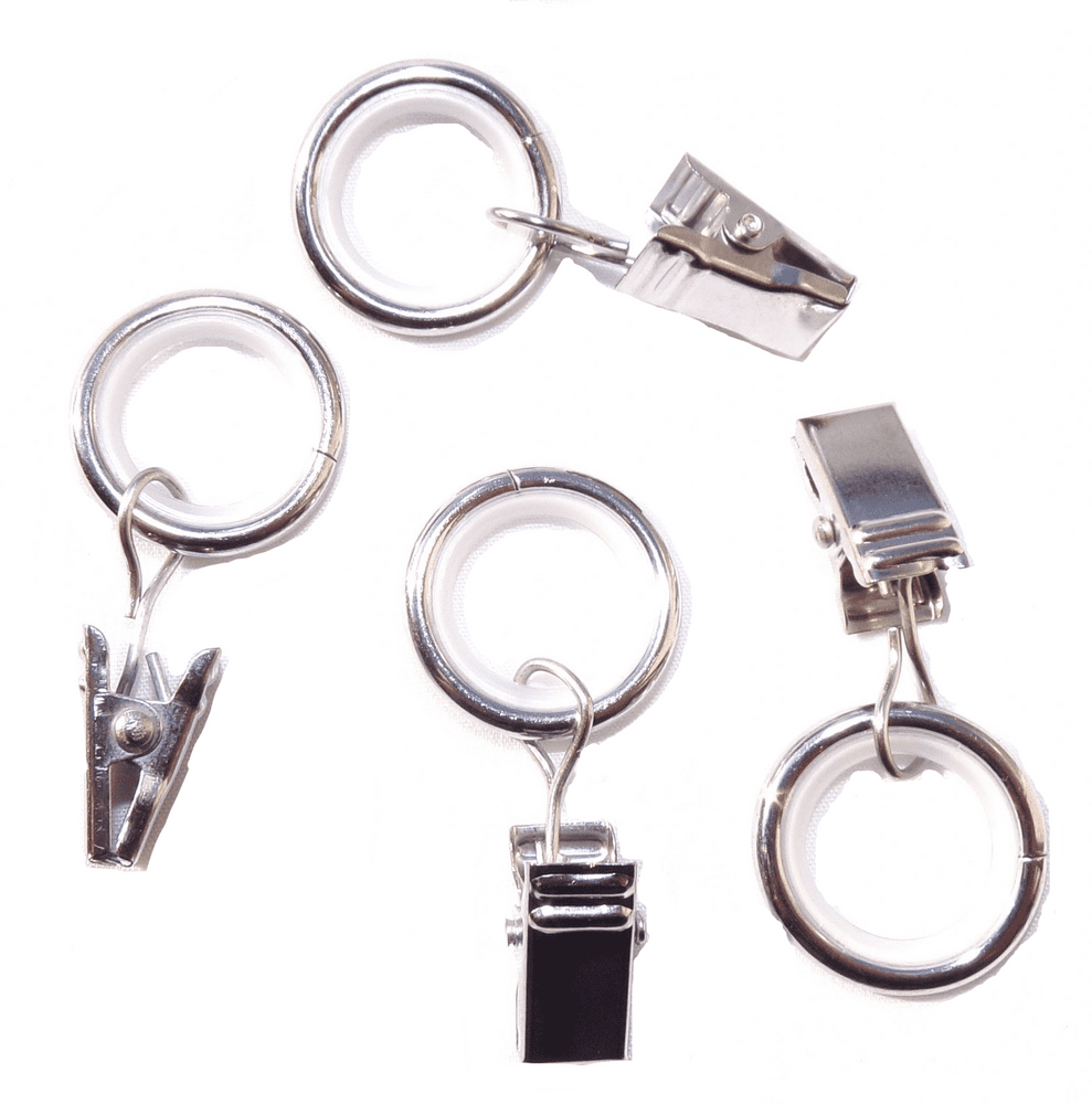 8mm - 13mm Metal Chrome Cafe Rod Glider Rings with Clip