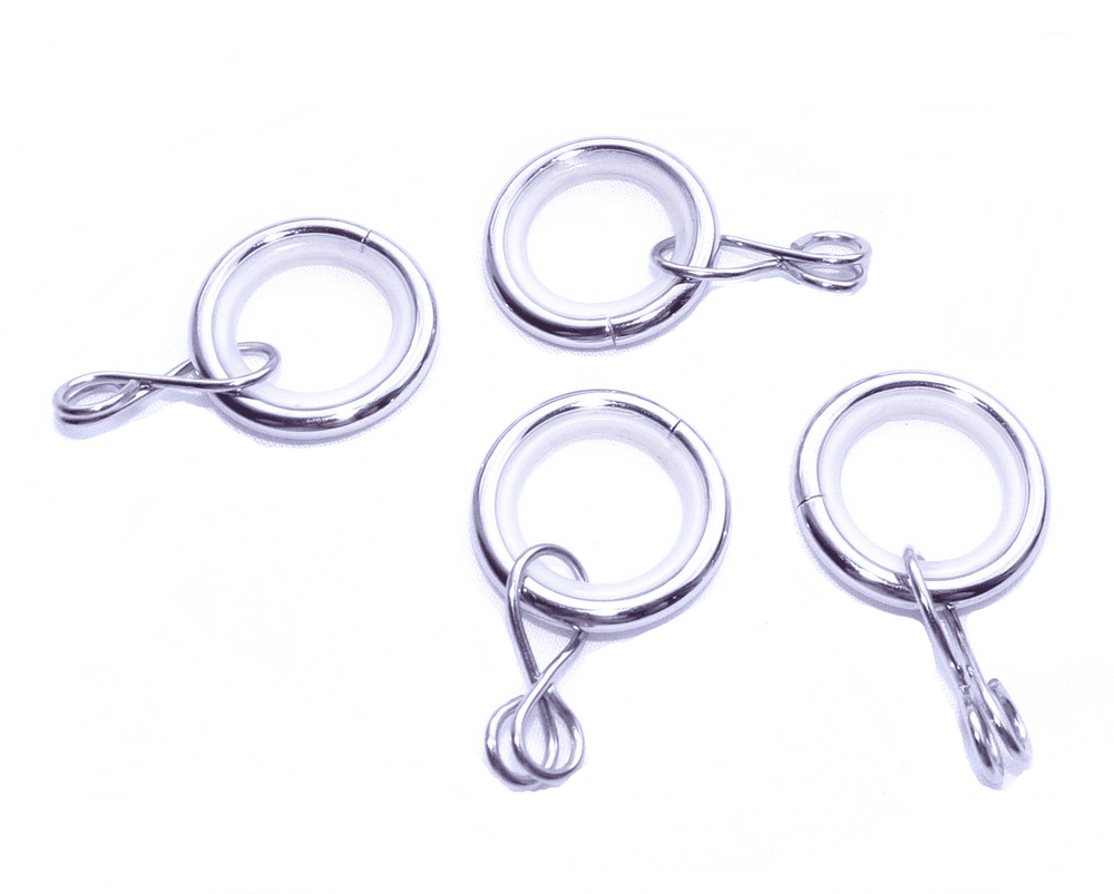 8mm - 13mm Metal Chrome Cafe Rod Glider Rings with Hooks