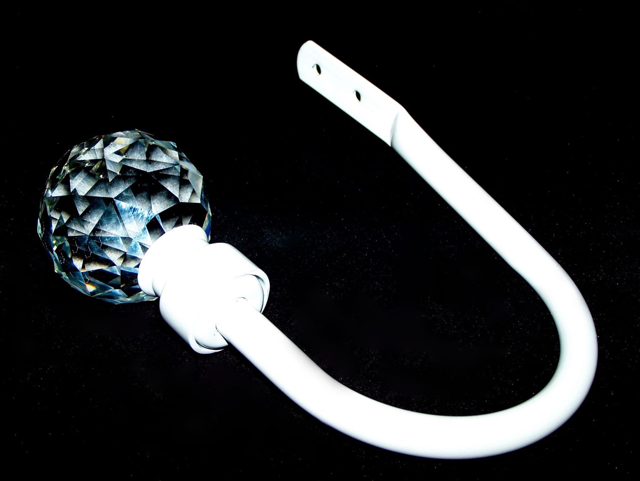Large Gloss White Cut Glass Crystal Ball Curtain Tiebacks / Holdbacks