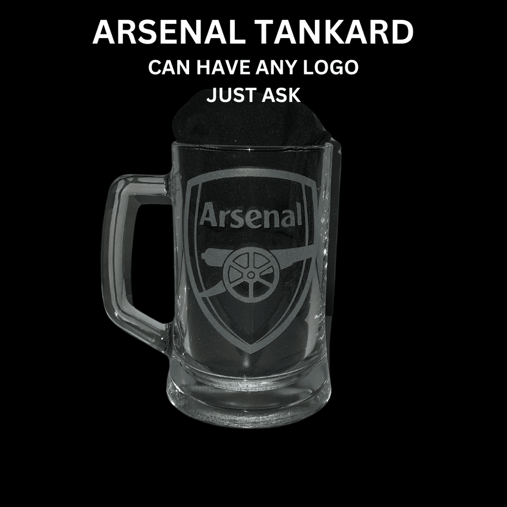 Personalised Arsenal Glass Tankard pint and half can add name/ Message ...