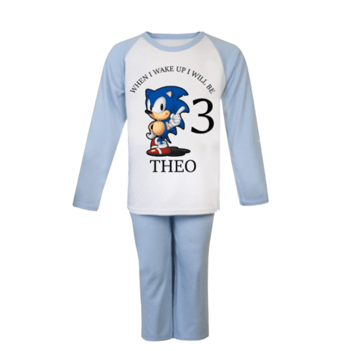 Personalised Childrens Sonic Birthday Pyjamas
