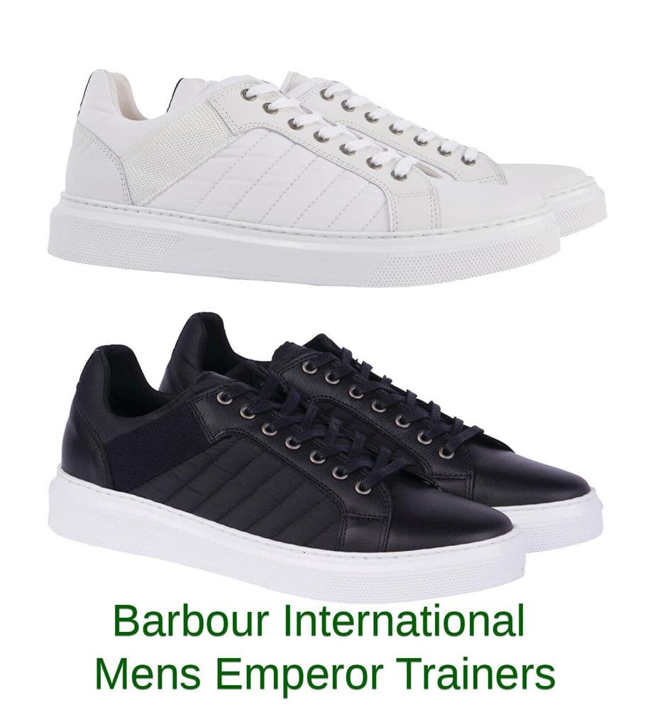 Barbour International Emperor Trainers Shoes Black Or White Mens Womens