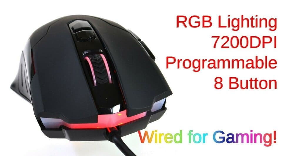 Victsing T7 RGB LED Wired Gaming Mouse 7200dpi Programmable 8 Button