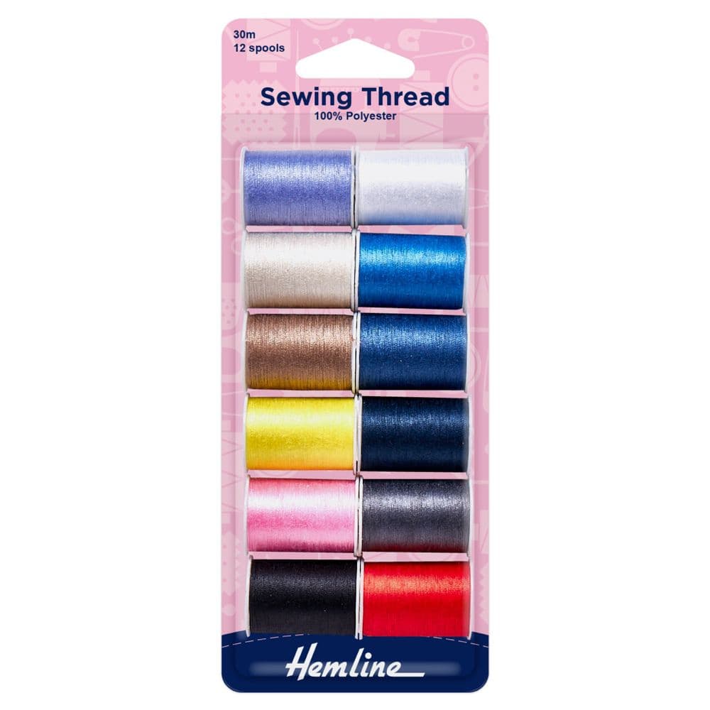 Hemline Sewing Thread - Assorted Colours - 12 x 30m