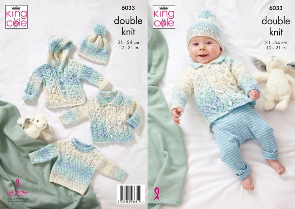 King Cole Cutie Pie DK Knitting Pattern - Jacket Sweater Cardigan & Hat ...