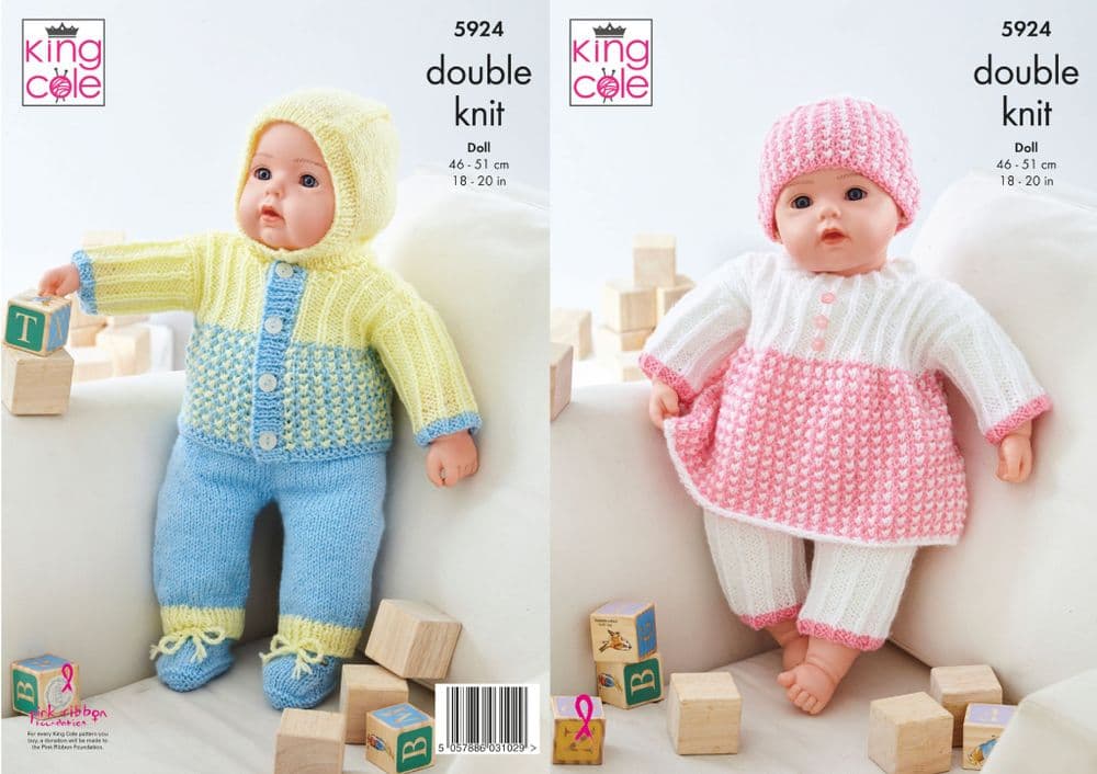 King Cole Pricewise DK Knitting Pattern - Dolls Clothes 5924