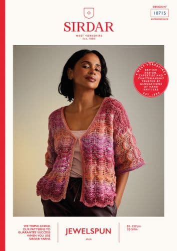 Sirdar Jewelspun Aran Knitting Pattern - Cardigan 10715
