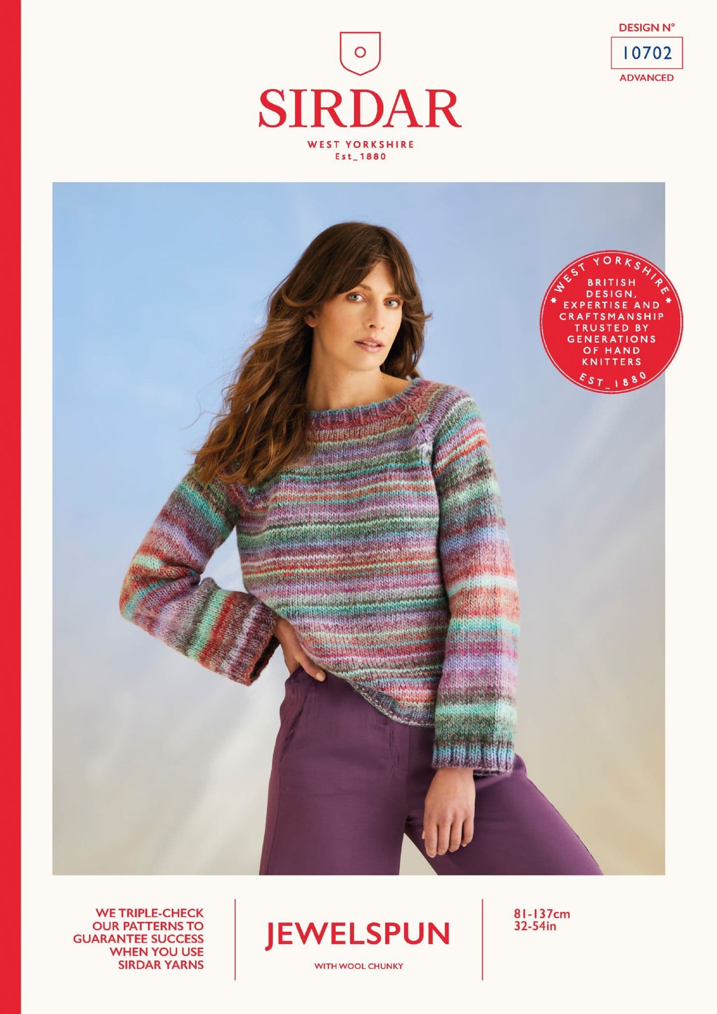 Sirdar Jewelspun With Wool Chunky Knitting Pattern - Sweater 10702